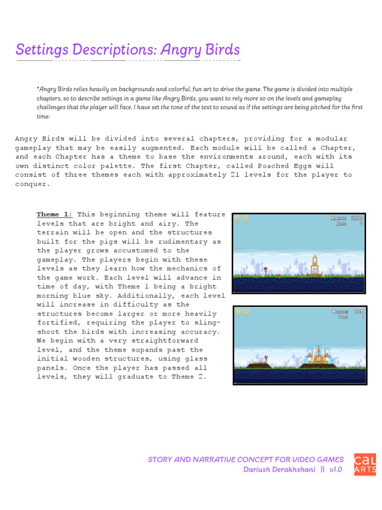 Angry Birds Chapter Settings Overview | PDF | Video Games | Leisure