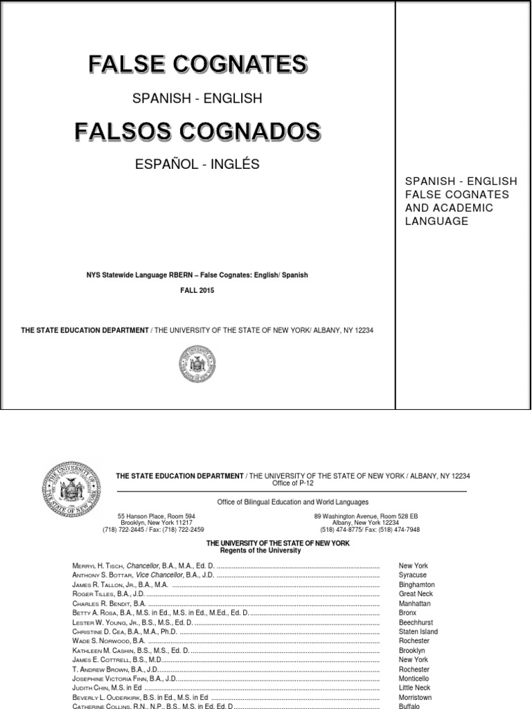 Spanish English False Cognates | PDF | Human Communication | Symbols