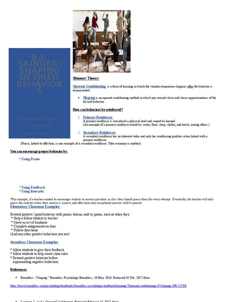 Skinner Theory Handout - Finished 1 | PDF | Reinforcement | Behaviorism