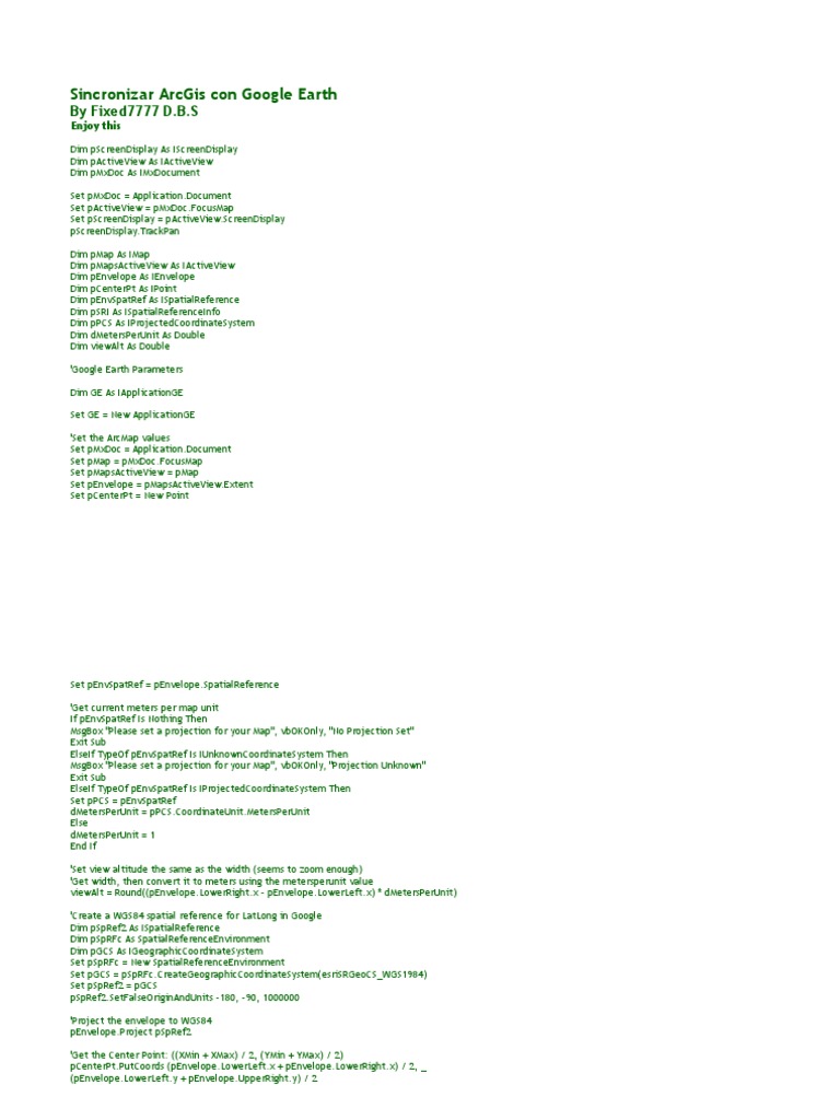 Codigo Sincronizacion GoogleEarth - Arcgis | PDF | Teaching Methods & Materials