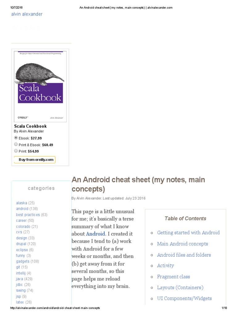 Android Cheat Sheet Overview | PDF | Android (Operating System ...
