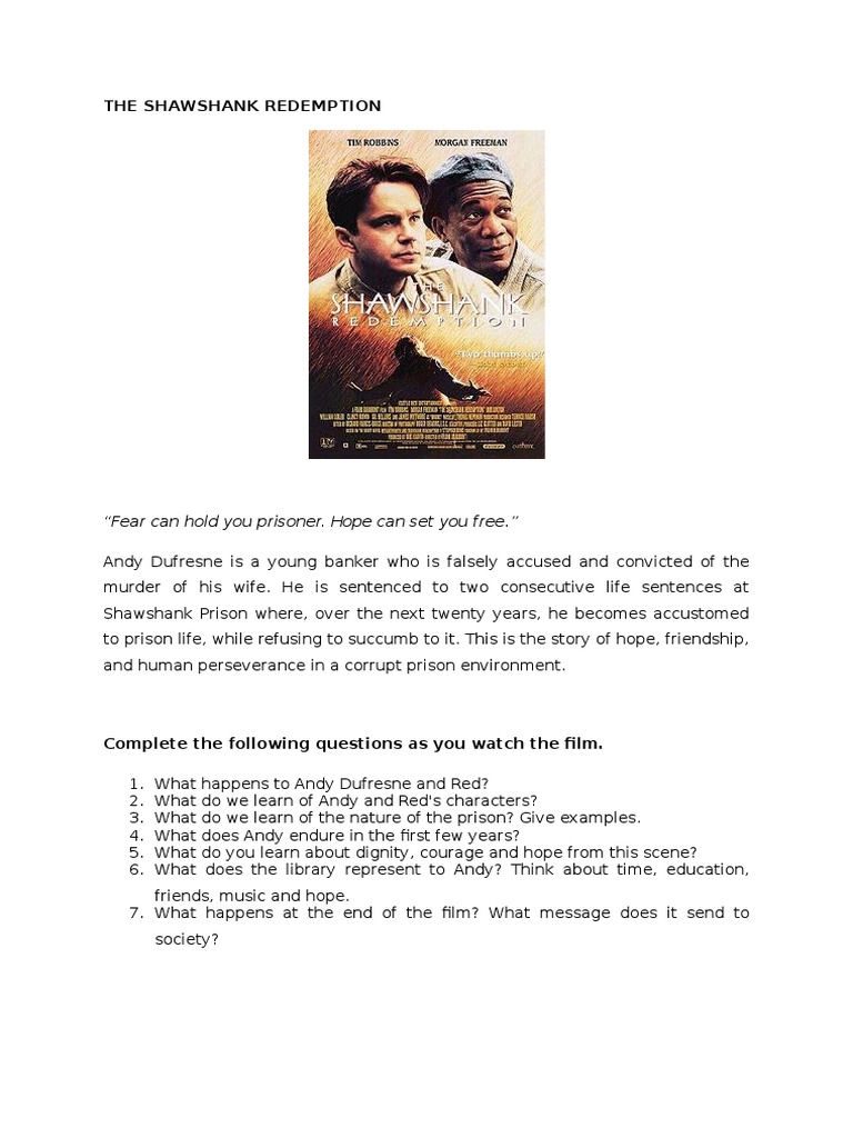 The Shawshank Redemption Analysis Guide | PDF
