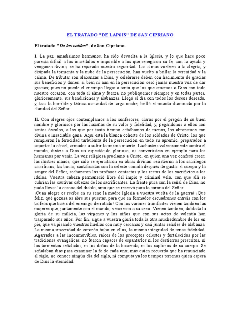 Tratado "De Lapsis" de San Cipriano | PDF | Perdón | Cristo (título)