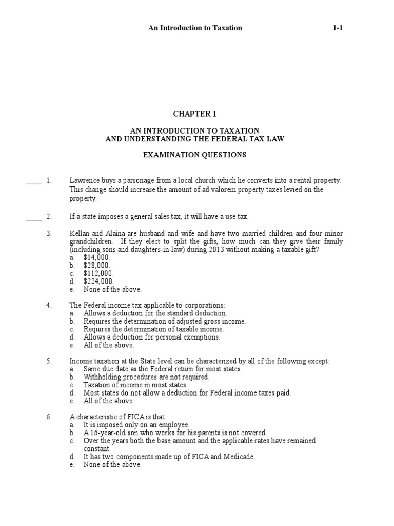 Introduction to Federal Tax Law Basics | PDF | Taxation In The United ...