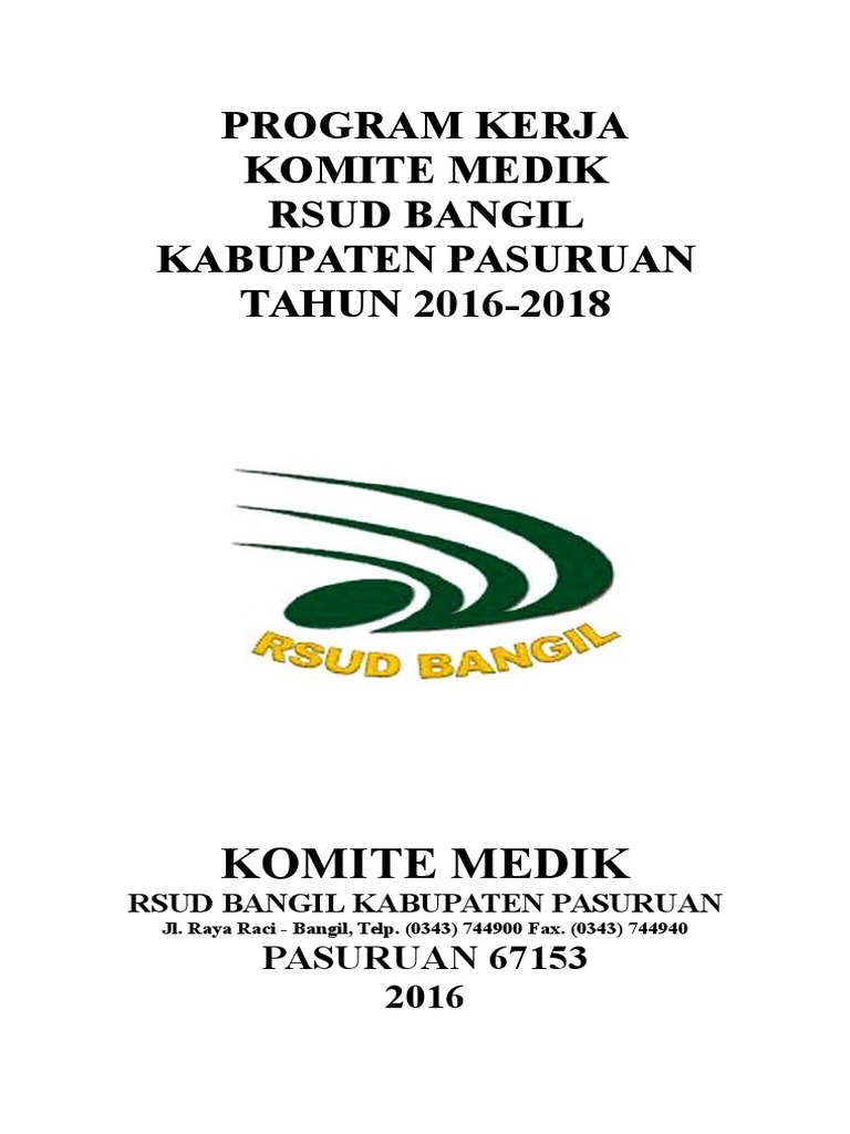 Cover Dan Daftar Isi Program Kerja Komite Medik Tahun 2016 | PDF