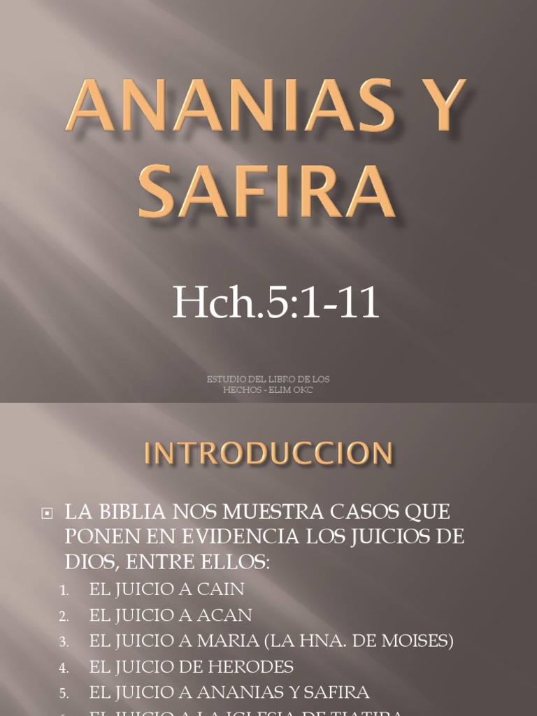 Ananias y Safira | PDF | San Pedro | Verdad