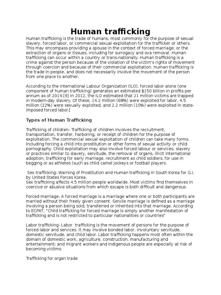 Types of Human Trafficking | PDF