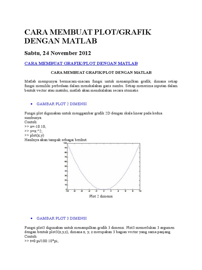 Panduan Membuat Plot dengan MATLAB | PDF