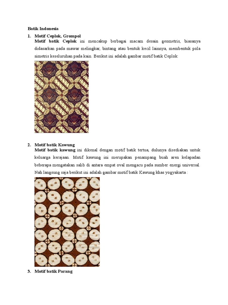 Macam - Macam Batik Indonesia | PDF