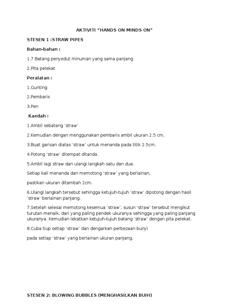 Aktiviti Hands On Minds On | PDF