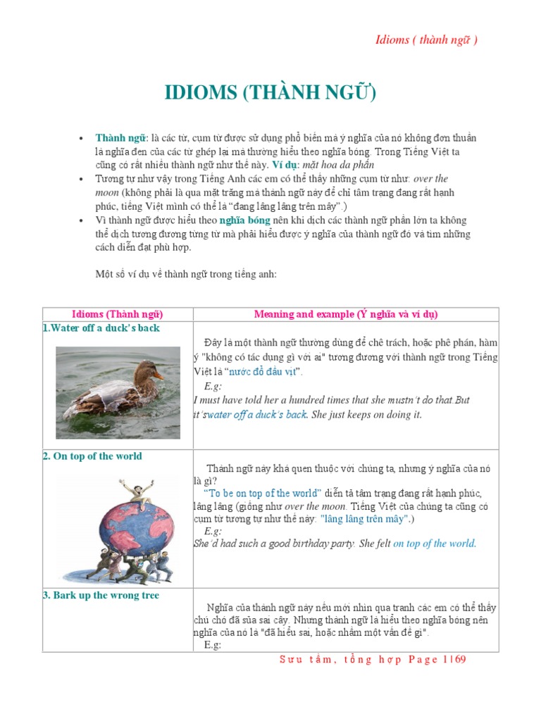 Idioms - A Guide To Some Common Idioms With Explanation | PDF