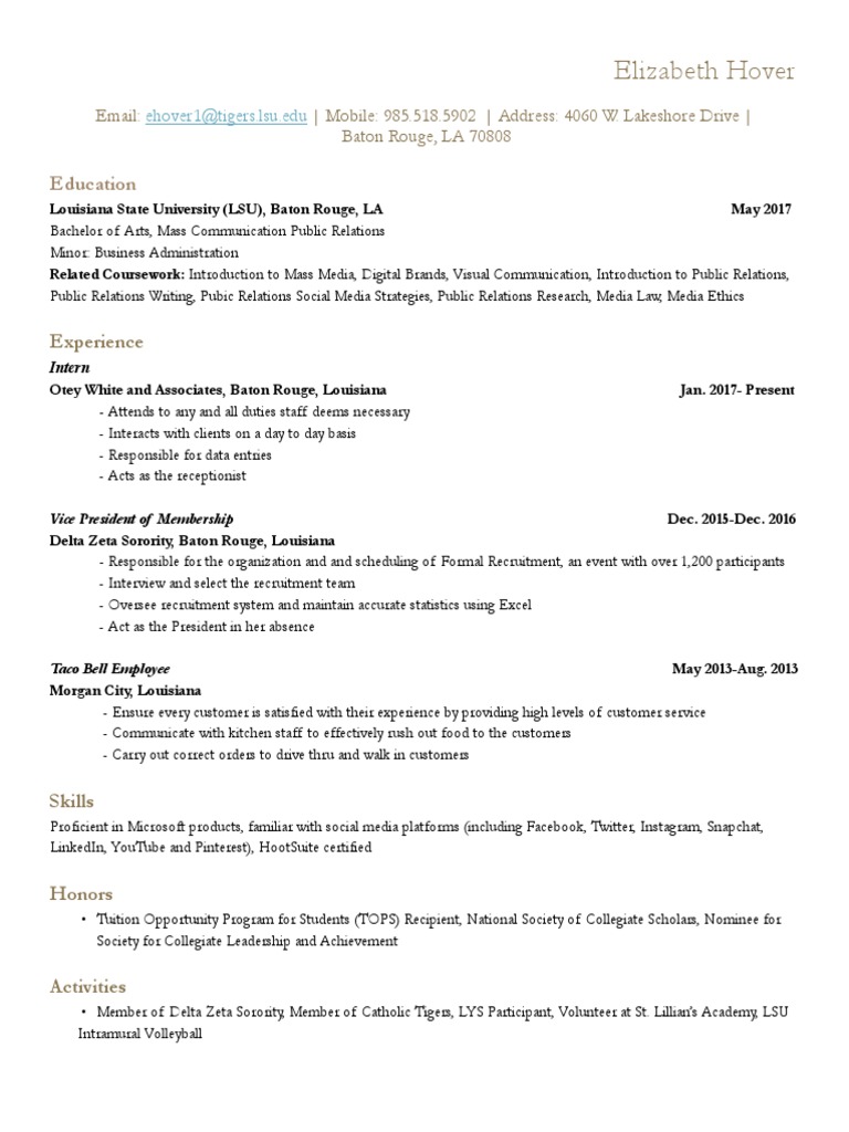 Elizabeth Hover Resume Final PDF | PDF