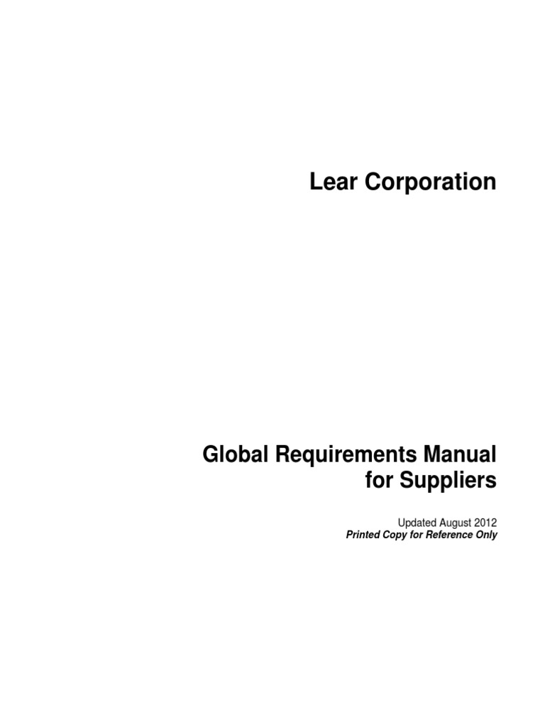 Lear Supplier Requirements Manual | PDF | Electronic Data Interchange ...