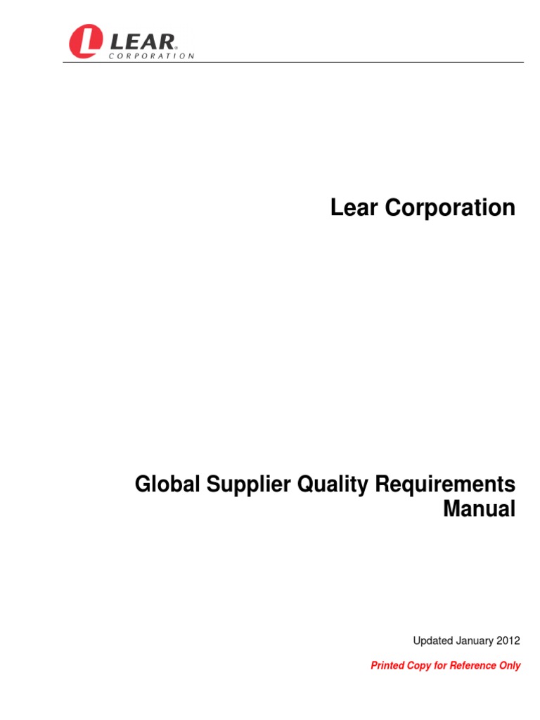 Lear Supplier Requirements 2012. | PDF | U.S. Customs And Border ...