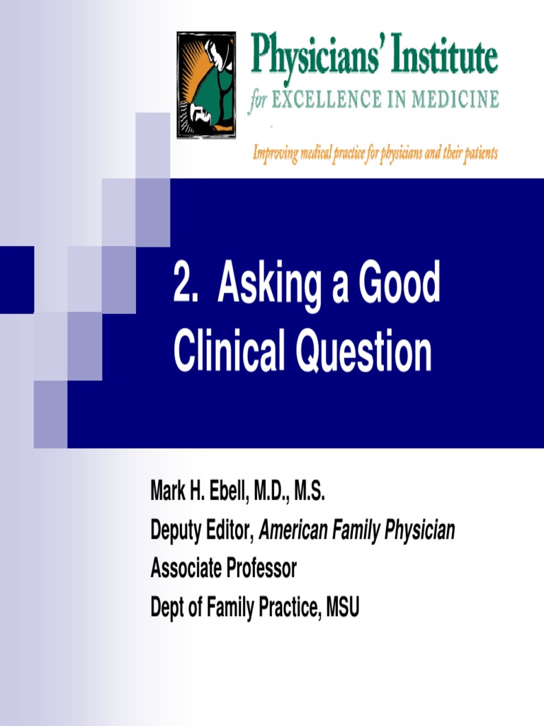 Asking A Good Clinical Question | PDF | Selective Serotonin Reuptake ...