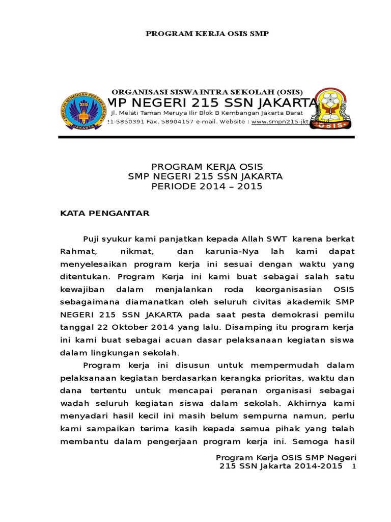 Program Kerja-Osis SMP | PDF | Bisnis | Seni