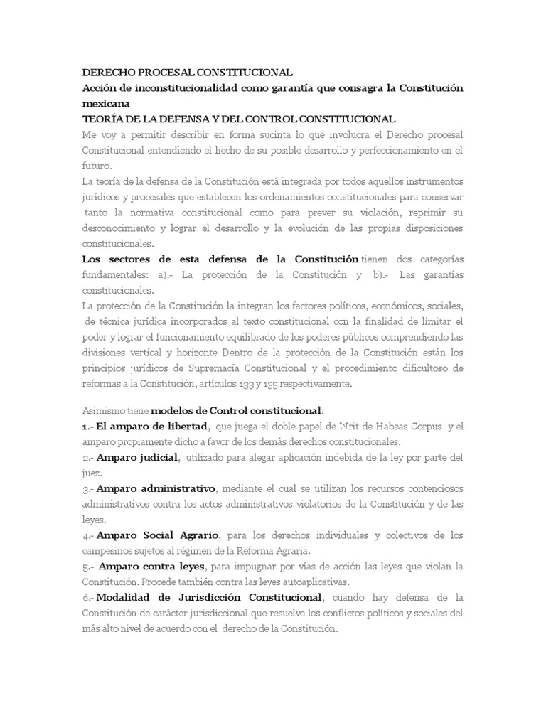 Derecho Procesal Constitucional | PDF | Ley procesal | Constitución