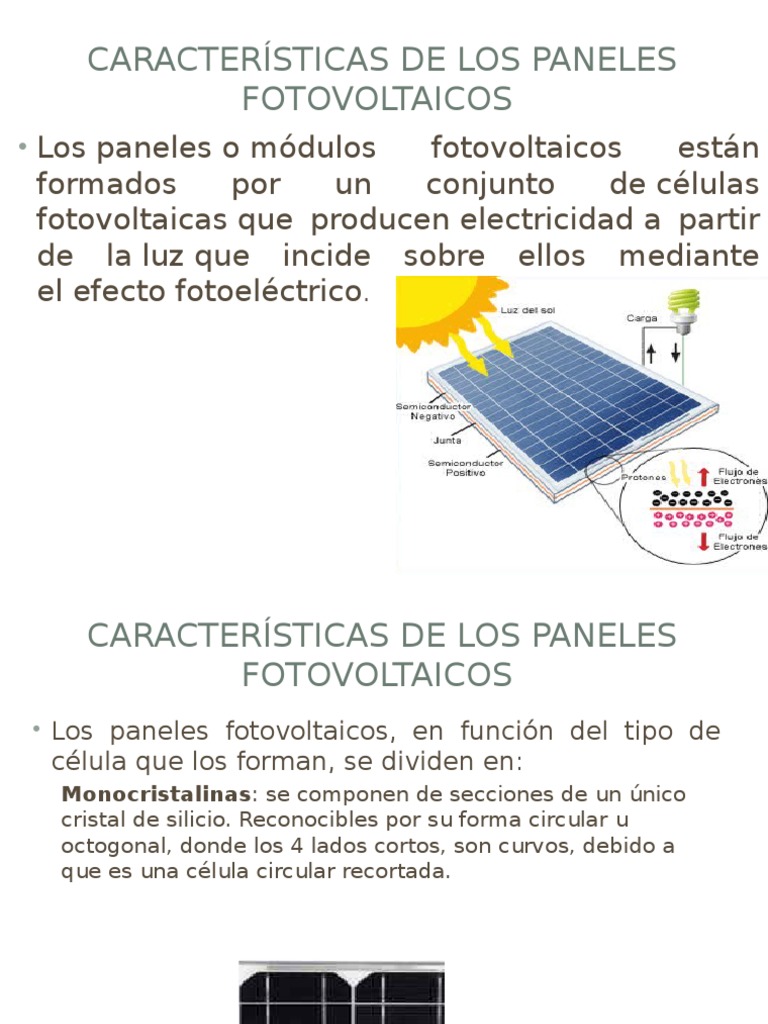 Caracteristicas de Los Paneles Fotovoltaicos | Panel solar | Fotovoltaica