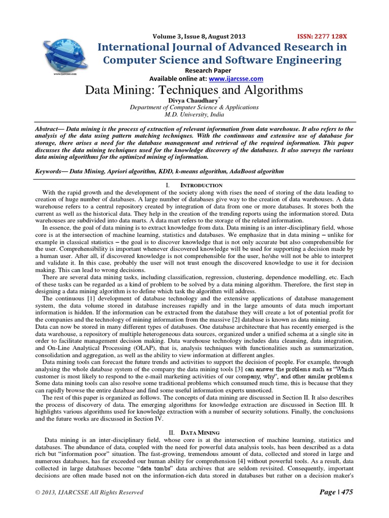 Data Mining Algorithem Imp | PDF | Data Mining | Cluster Analysis