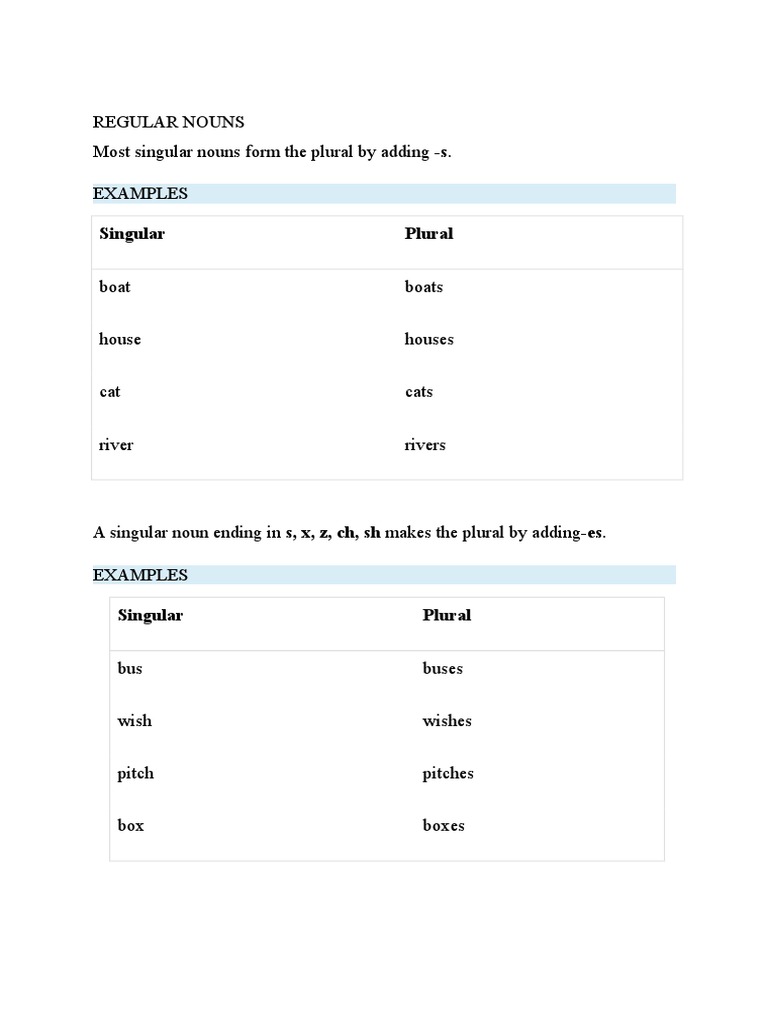 Regular Nouns | PDF | Plural | Noun