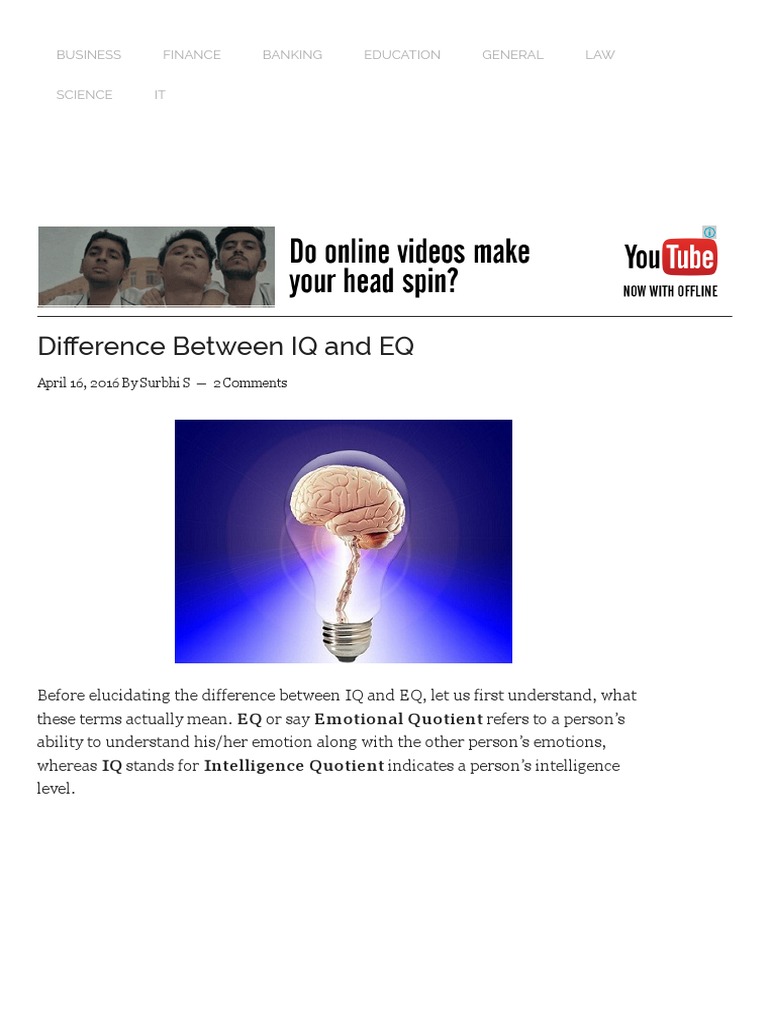 IQ vs EQ: Key Differences Explained | PDF | Emotional Intelligence ...