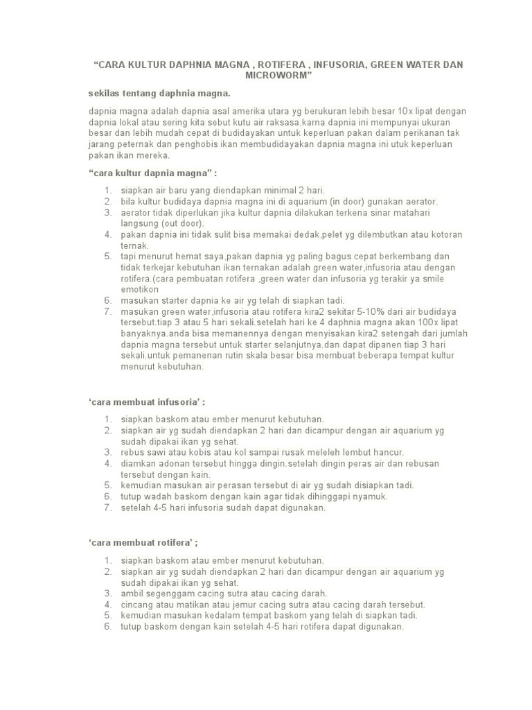 Cara Membuat Rotifera | PDF