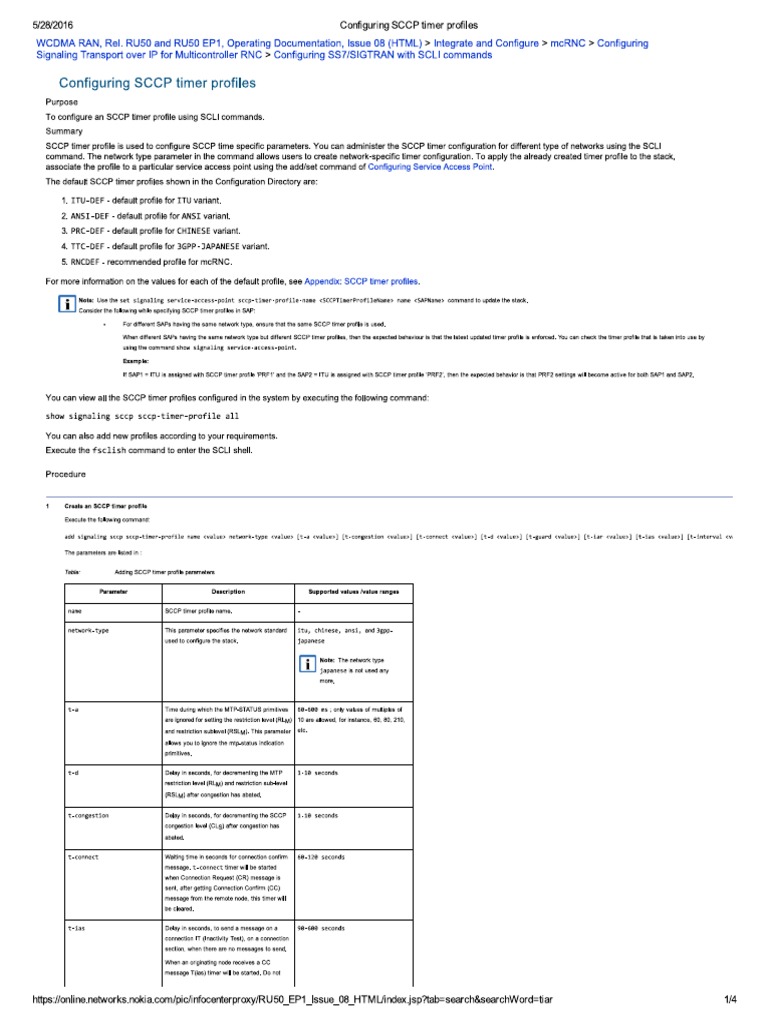 Configuring SCCP Timer Profiles | PDF