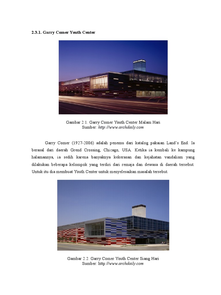 Garry Comer Youth Center: Ruang Kreatif Remaja | PDF | Bisnis | Sains ...