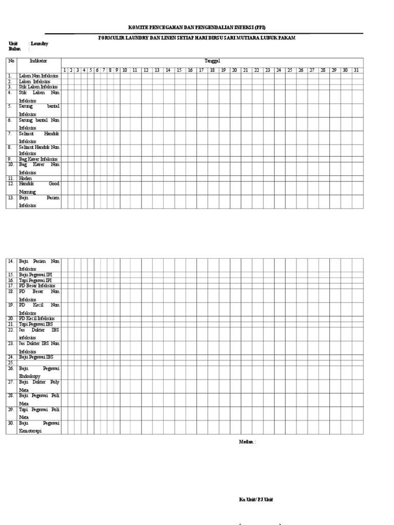 Formulir Laundry | PDF