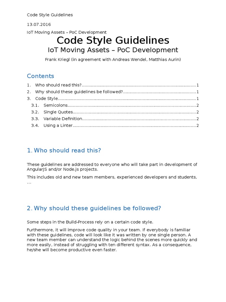Code Style Guidelines: Iot Moving Assets - Poc Development | PDF ...