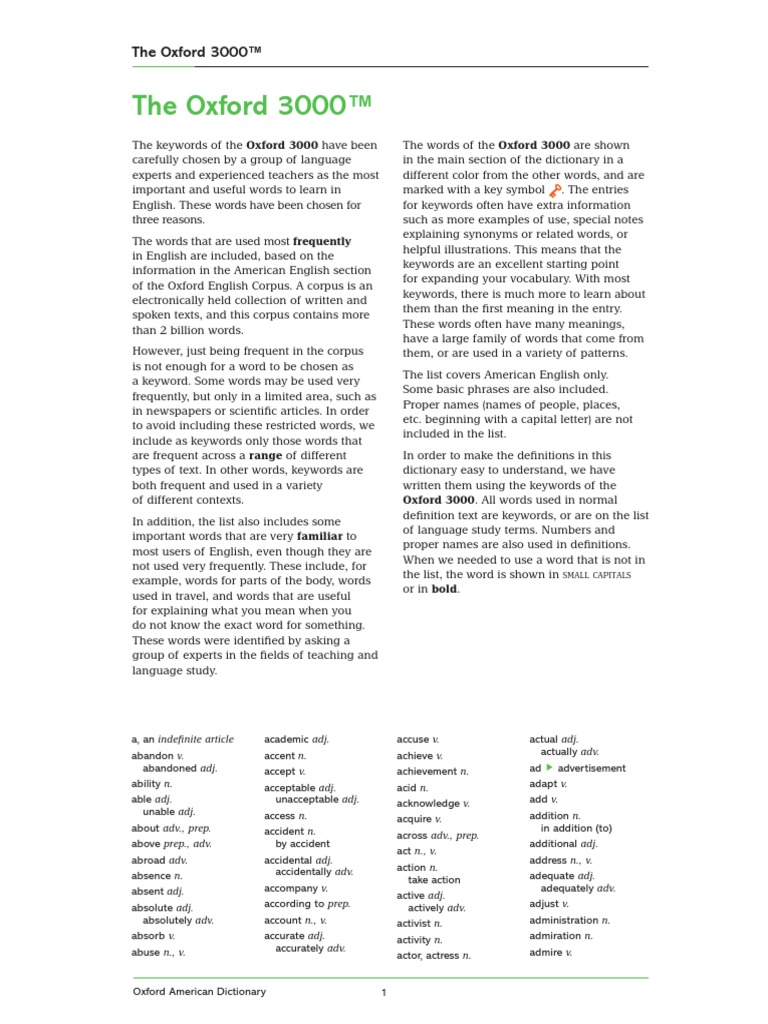 The Oxford 3000 Word | PDF | Reserved Word | English Language