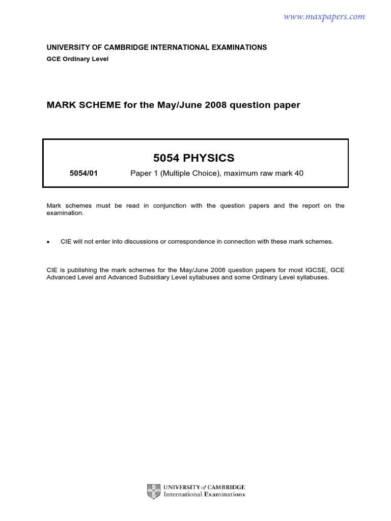 5054 s08 Ms 1 PDF | PDF