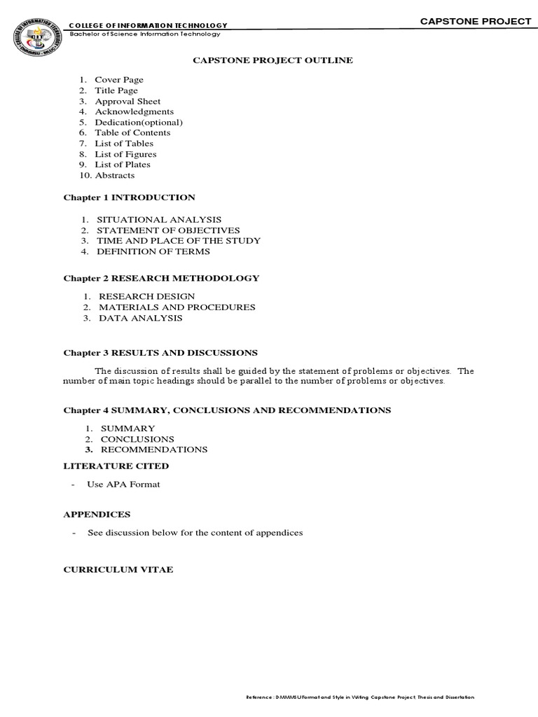 Guidelines for Developing an Undergraduate Capstone Project Outline in ...