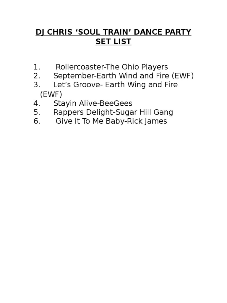 Soul Train Set List | PDF