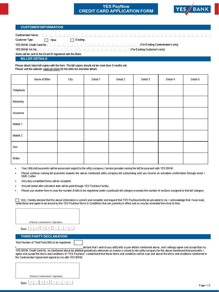 YES PayNow Application Form | PDF