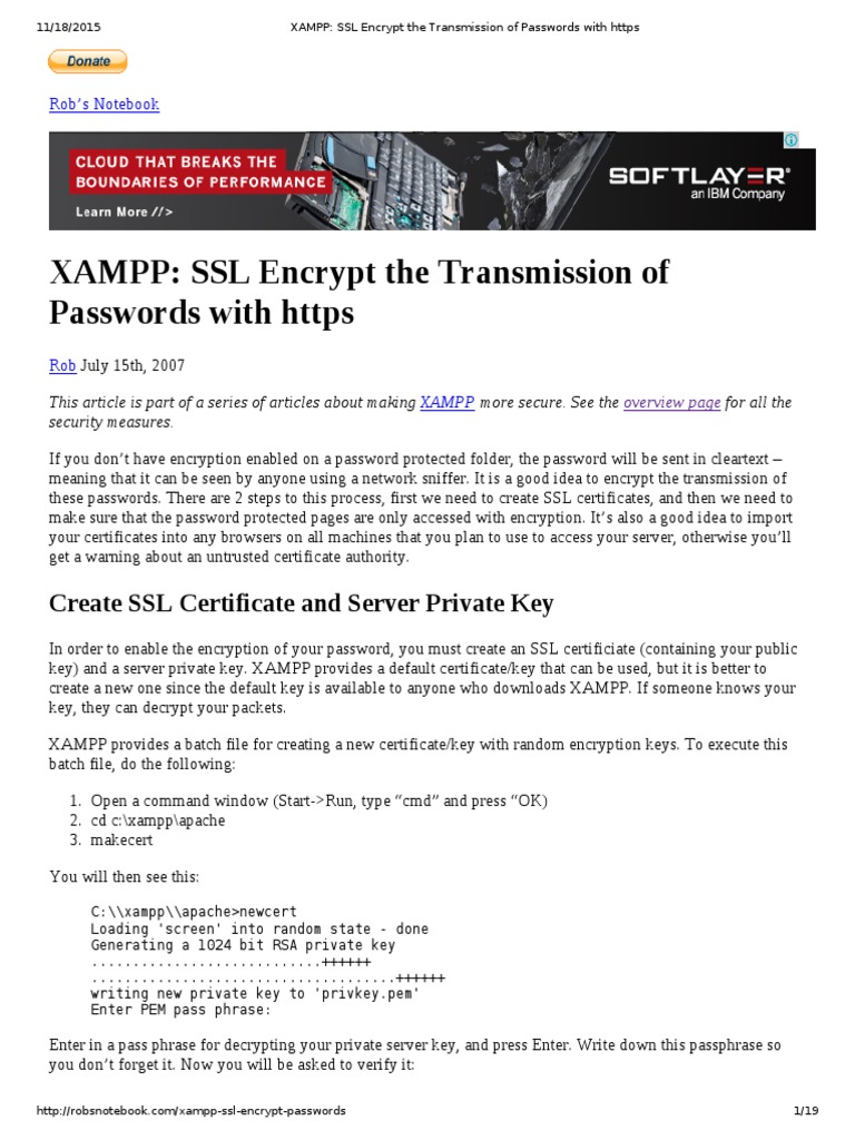 XAMPP - SSL Encrypt The Transmission of Passwords With Https | PDF | Public Key Certificate ...