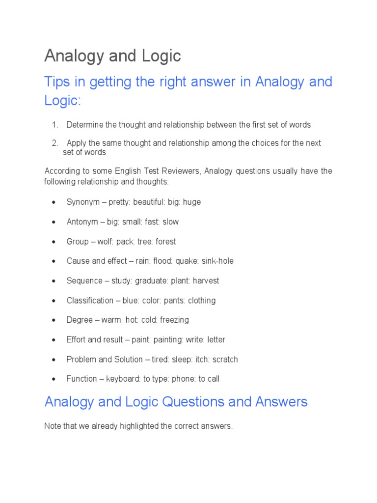 Analogy and Logic | PDF | Analogy | Science
