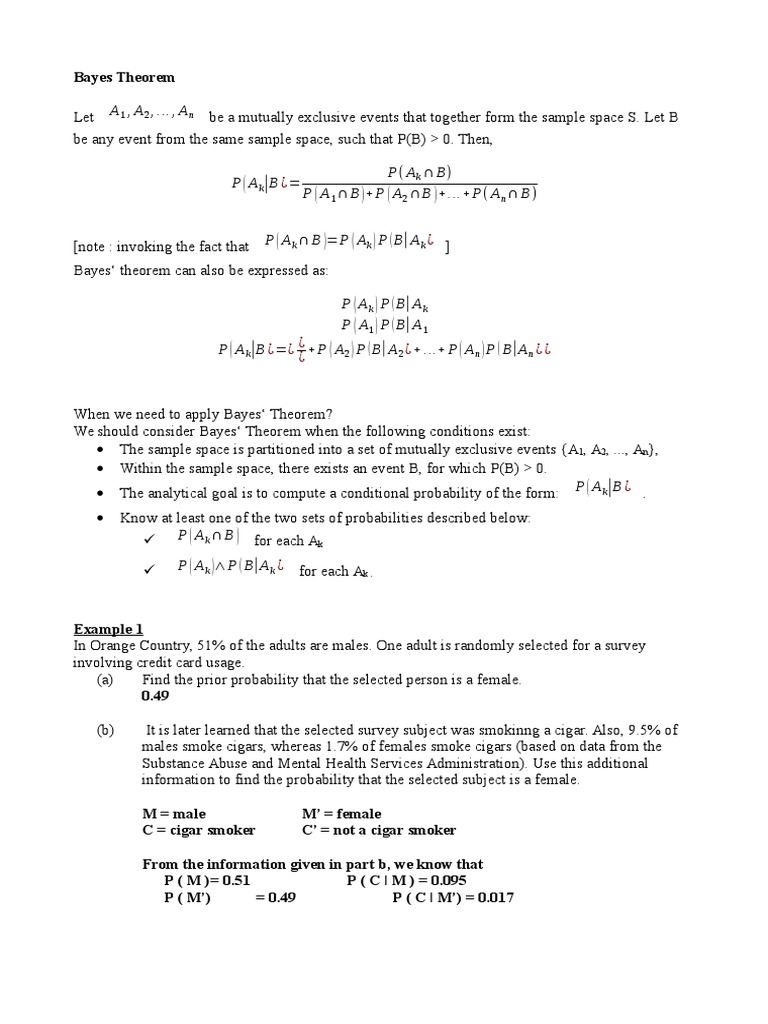 Bayes Theorem | Download Free PDF | Probability | Statistical Theory Bayes Theorem | Download Free PDF | Probability | Statistical Theory