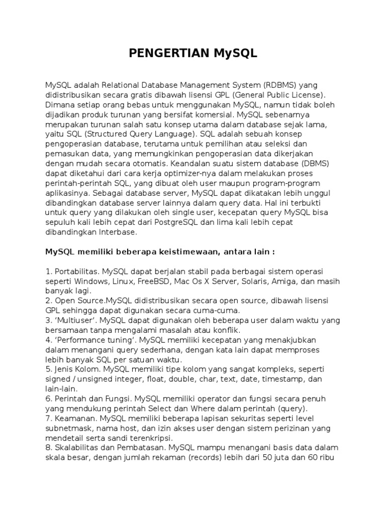 Pengertian Mysql | PDF