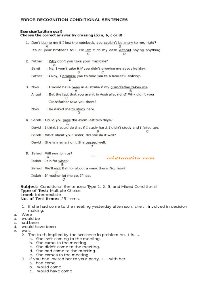Latihan Soal Conditional Sentence | PDF