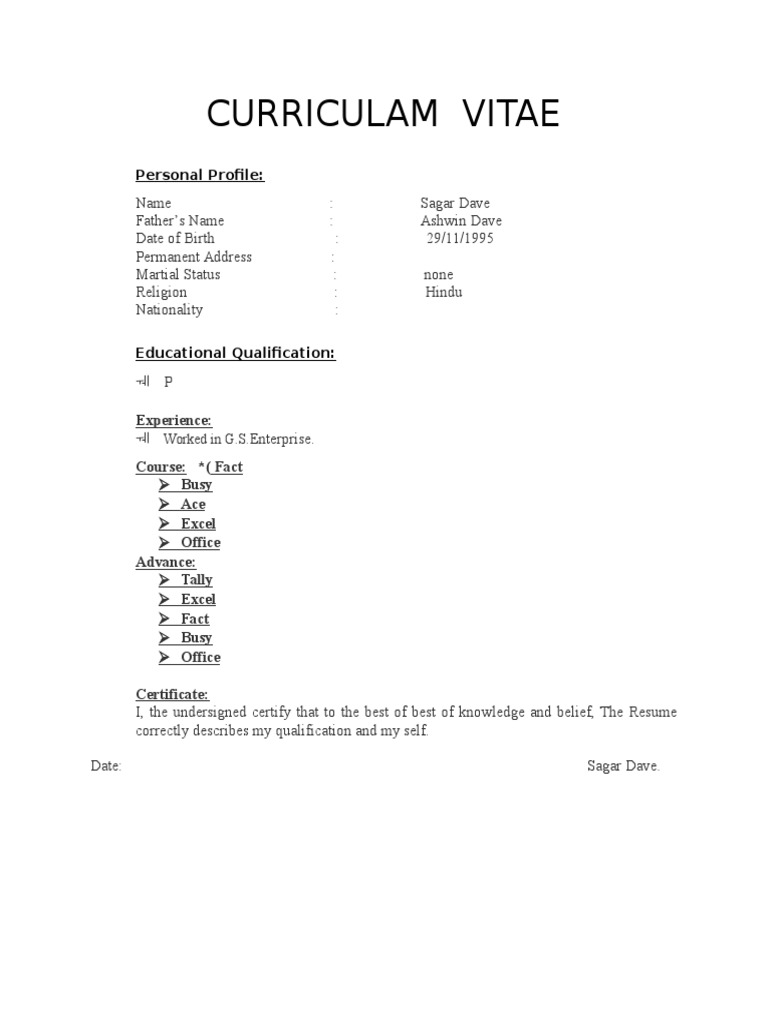 Sagar Dave's Professional CV | PDF