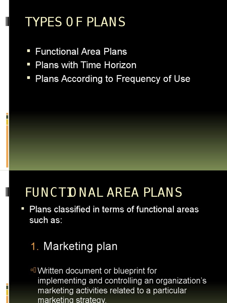 Typesofplans: Functional Area Plans Plans With Time Horizon Plans ...