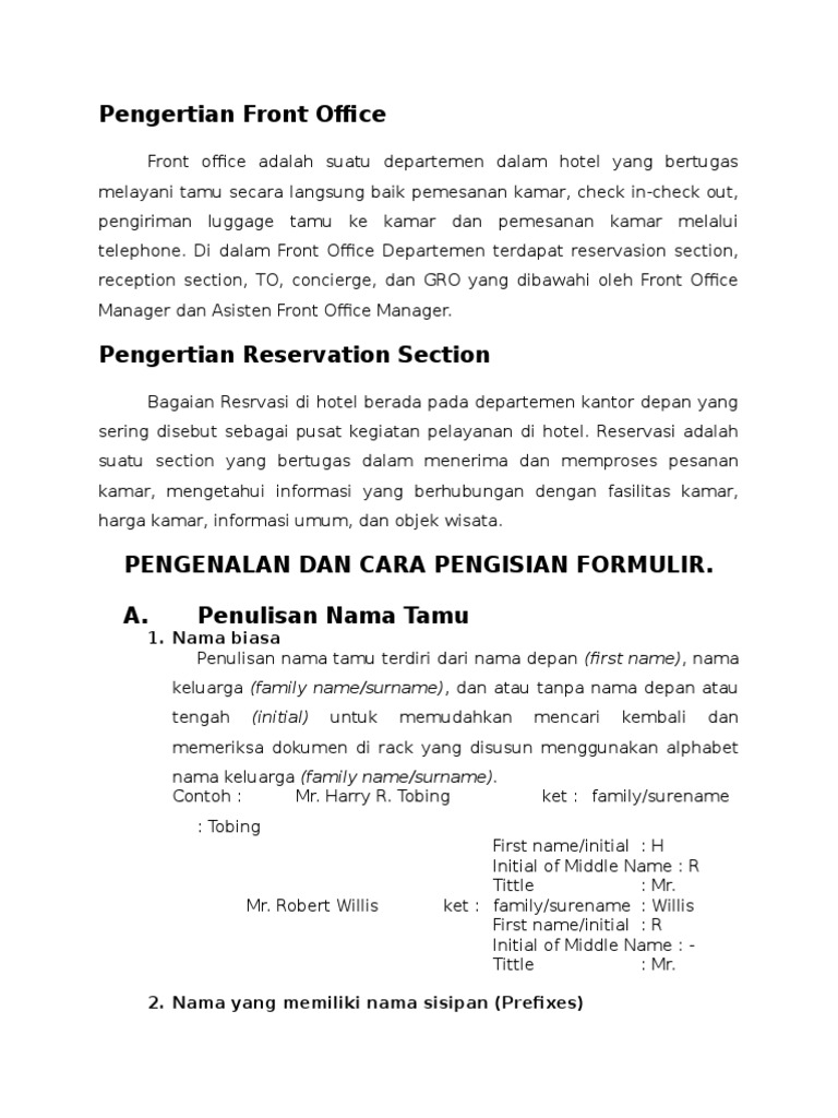 Pengenalan Dan Cara Pengisian Formulir | PDF