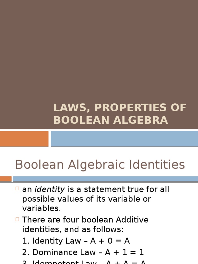 Laws of Boolean Algebra | PDF | Boolean Algebra | Teaching Mathematics