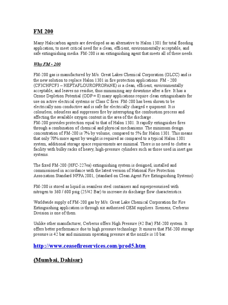 FM 200 | PDF | Valve | Gases