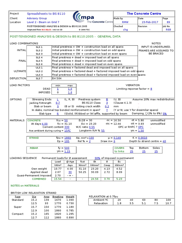 RCC42 Post Tensioned Analysis & Design | PDF | Prestressed Concrete | Structural Load