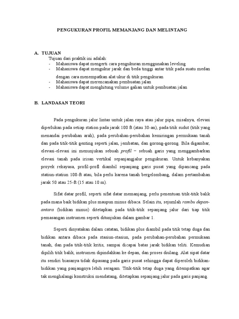 Pengukuran Profil Memanjang Dan Melintang | PDF