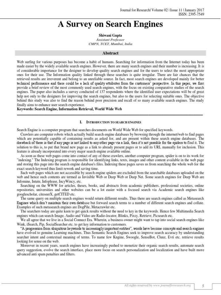 Survey of Search Engine Effectiveness | PDF | Web Search Engine ...