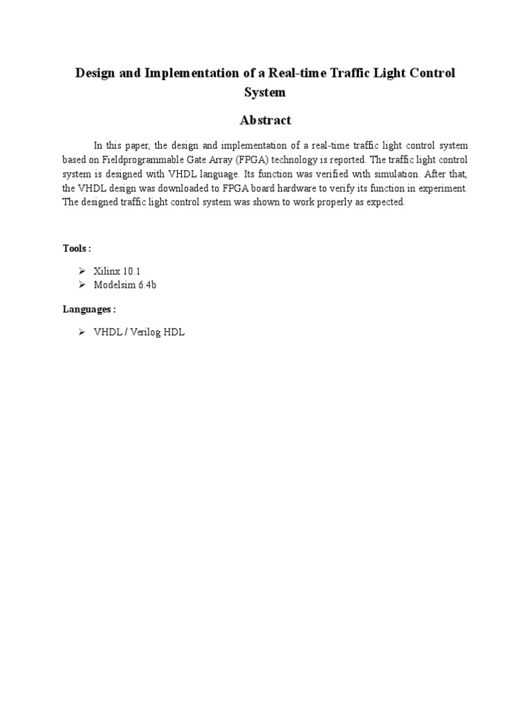 Design and Implementation of A Real-Time Traffic Light Control System ...
