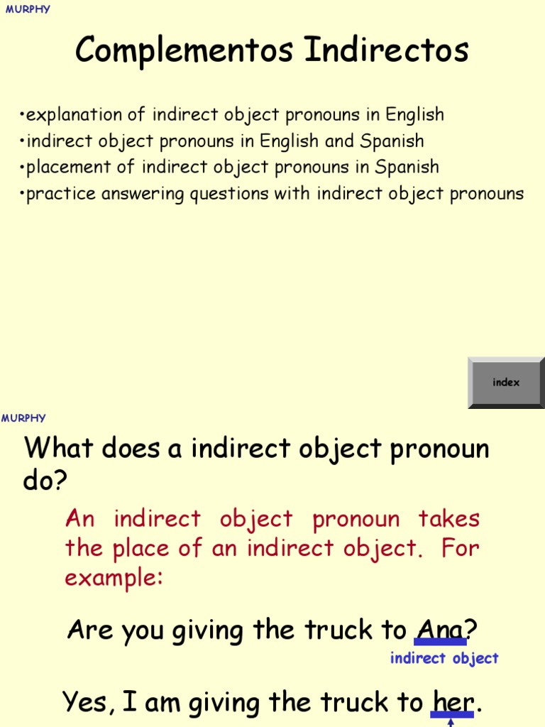 A Guide to Indirect Object Pronouns in English and Spanish | PDF ...